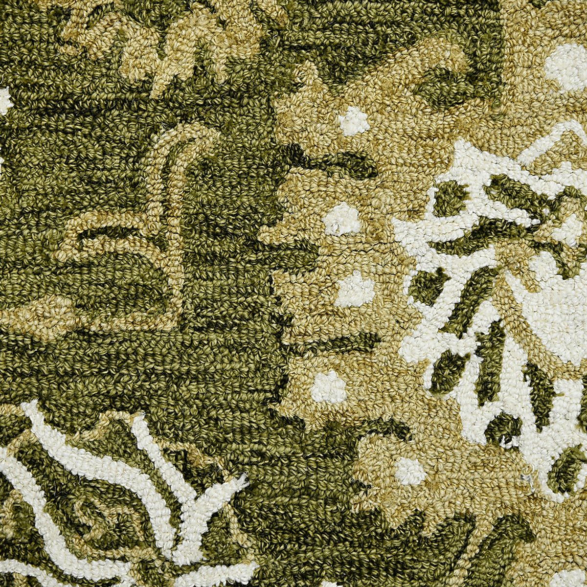 Soline Olive Green Wool Fabric Rug | Rooms to Go