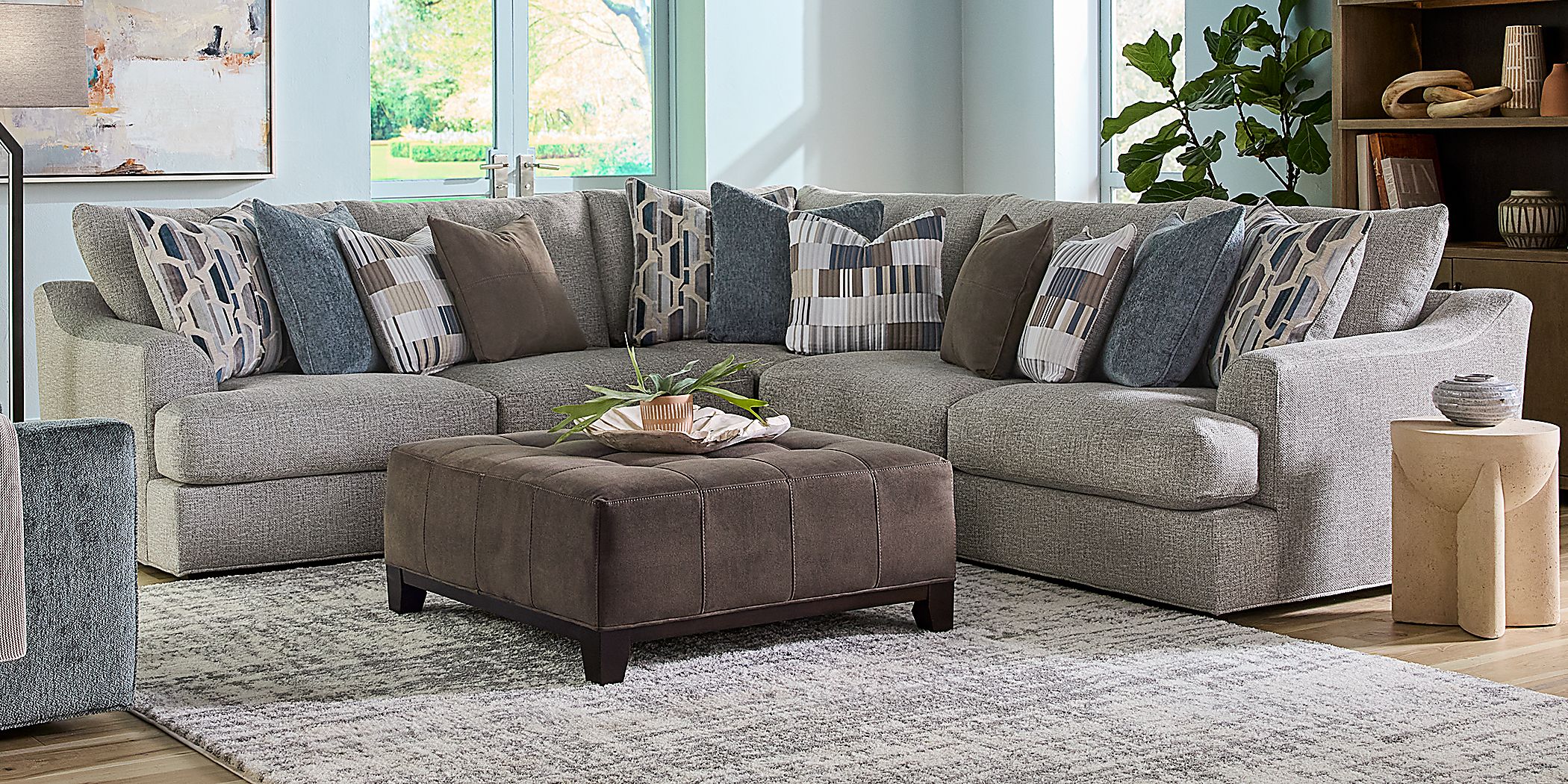 Drew & Jonathan Sonoma Cobblestone Gray Knitted 3 Pc Sectional | Rooms ...