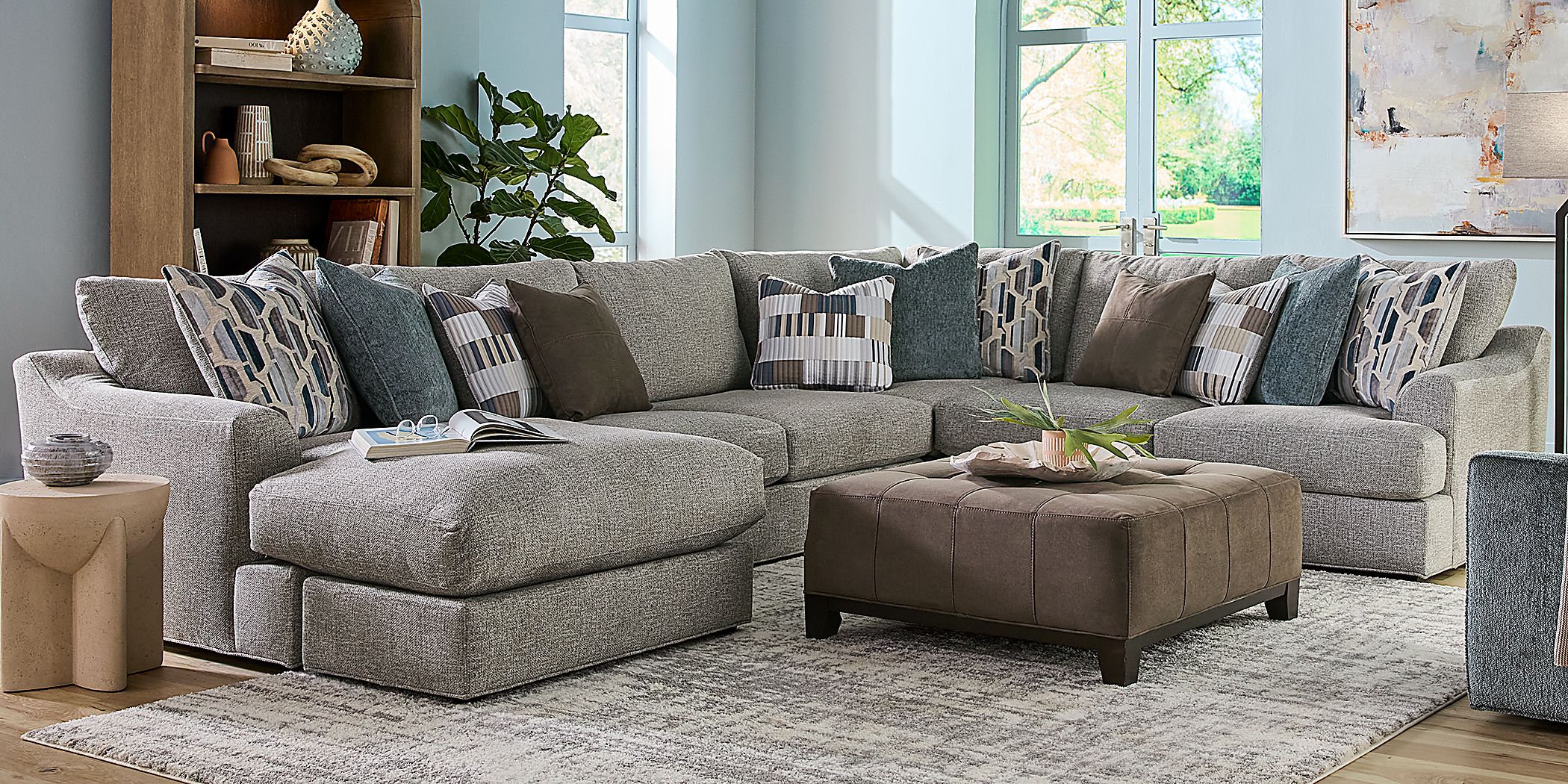 Drew & Jonathan Sonoma Cobblestone Gray Knitted 3 Pc With Left Chaise ...