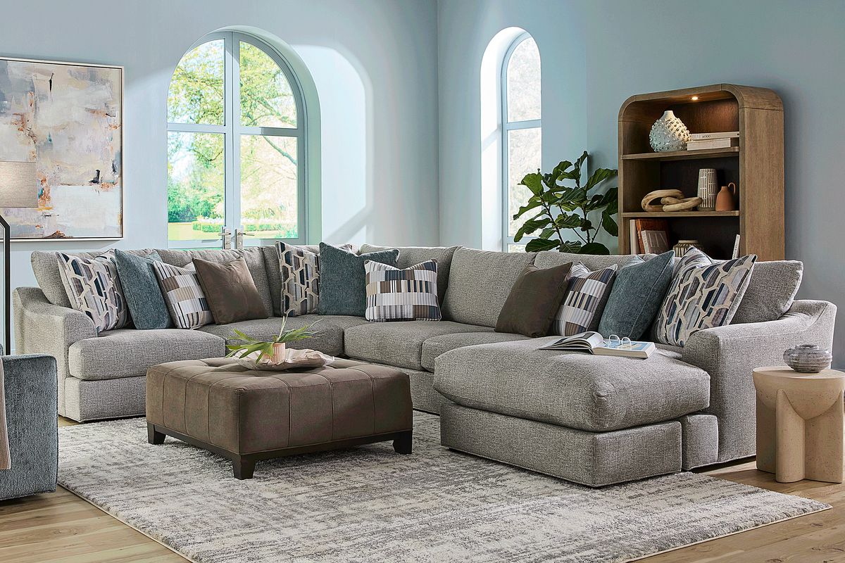 Drew & Jonathan Sonoma Cobblestone Gray Knitted 3 Pc Right Arm Chaise ...