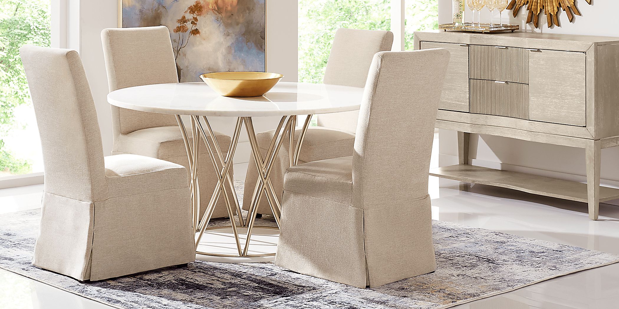 Soraya Street 5 Pc White Colors,White Ivory Beige Dining Room Set With Dining Table, Dining ...