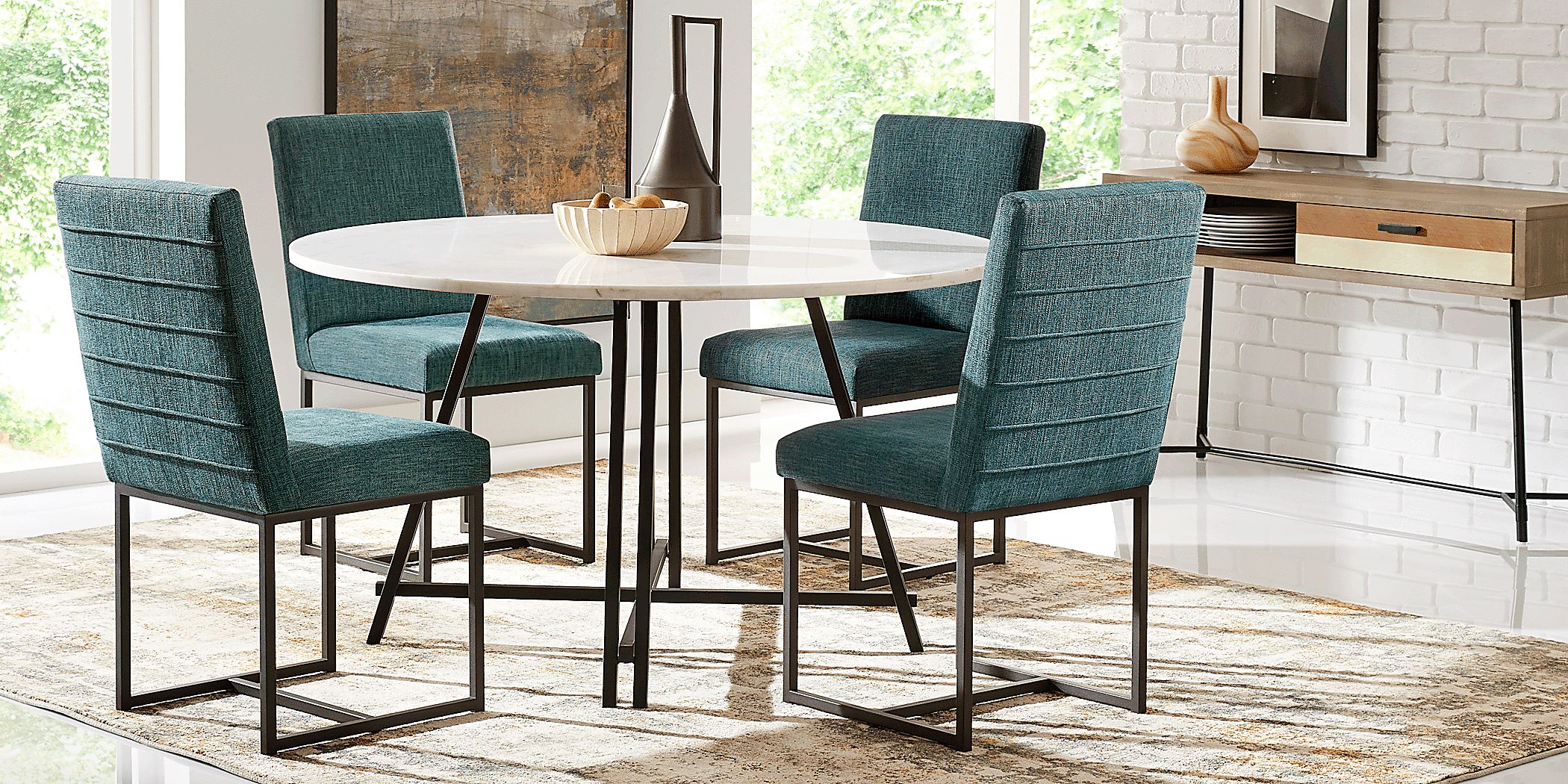 Soraya Street 5 Pc White Colors,White Teal Blue,Green Dining Room Set ...