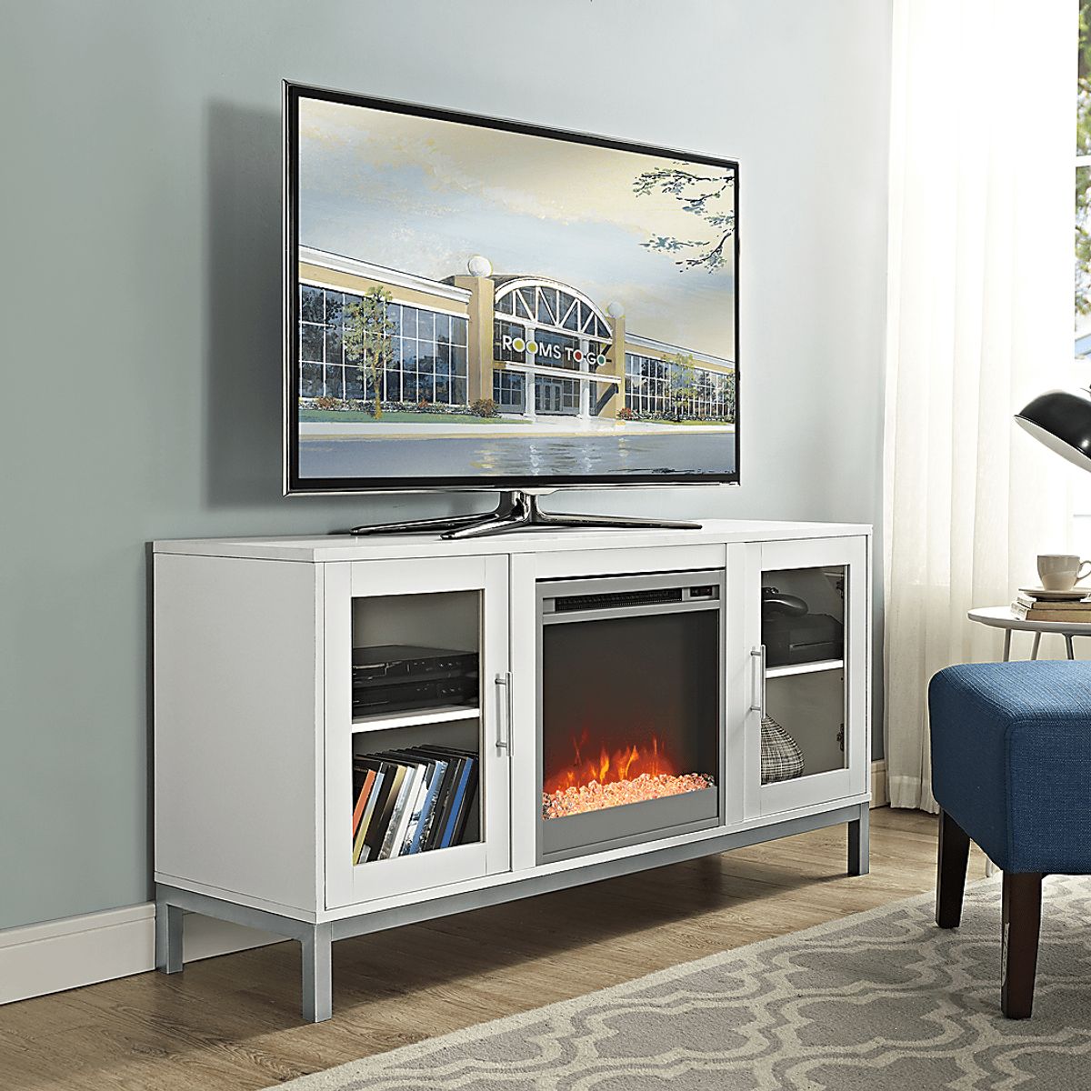 Sorrell White Colors,White Firebox Console | Rooms to Go