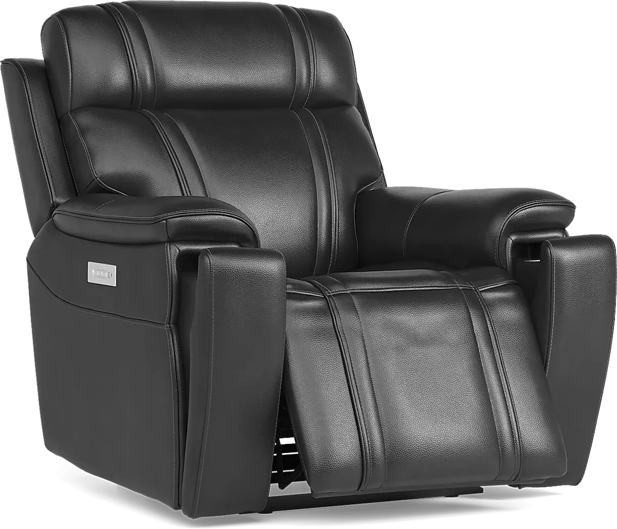 Sound Tech Black Leather Triple Power Recliner With Audio | Rooms to Go