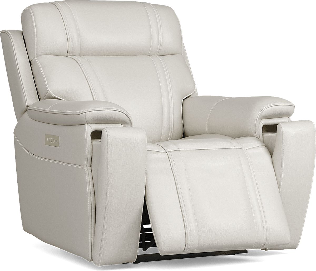 Sound Tech Ice White Leather Triple Power Recliner With Audio | Rooms to Go