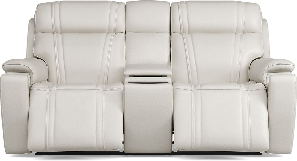 Sound Tech 2 Pc Ice White Leather Triple Power Reclining Living Room ...