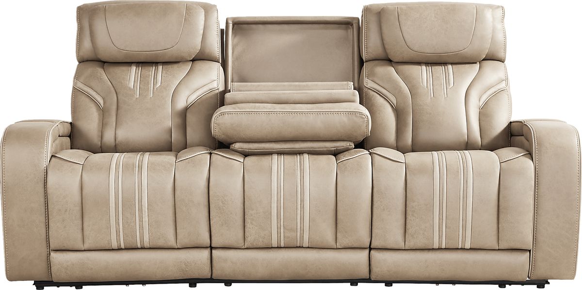 Southlake 7 Pc Sand Beige Microfiber Triple Power Reclining Living Room Set With Triple Power ...