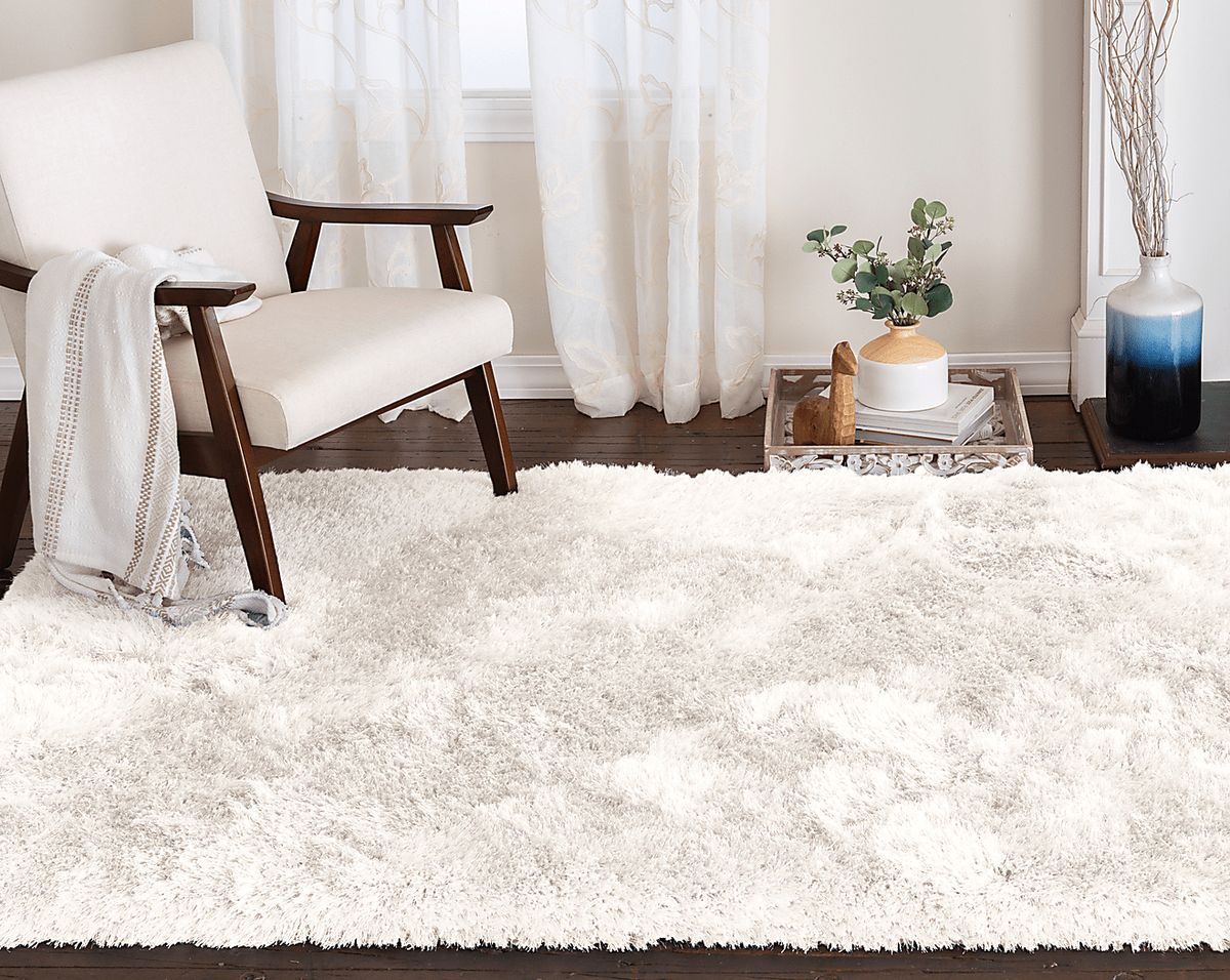 Sparkle Shag Ivory Beige Rug | Rooms to Go