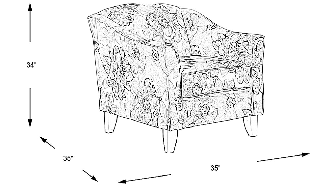 Spring Blooms Blue Polypropylene Fabric Accent Chair | Rooms to Go