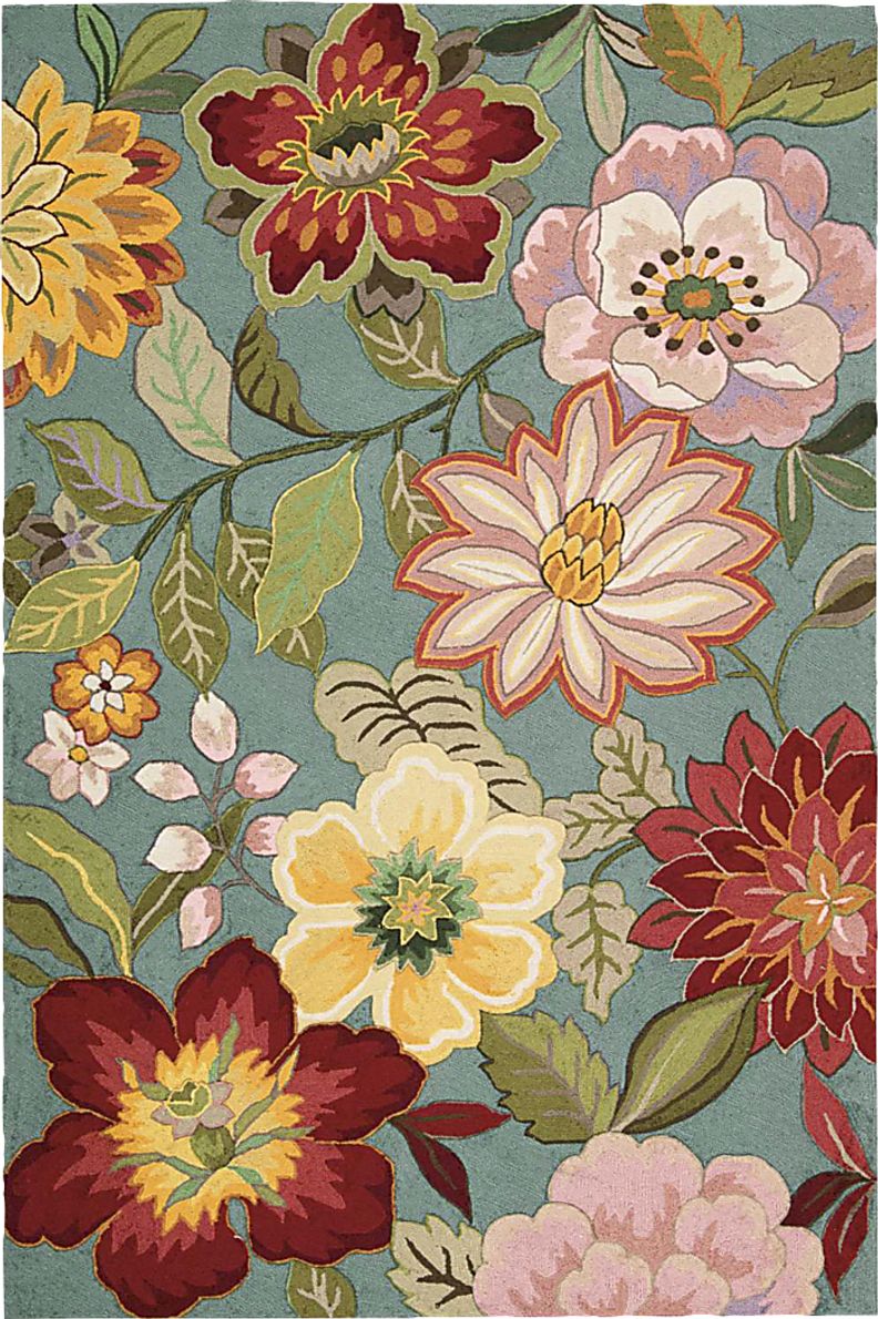 Spring Flowers Blue 8' x 10'6 Rug - Rooms To Go