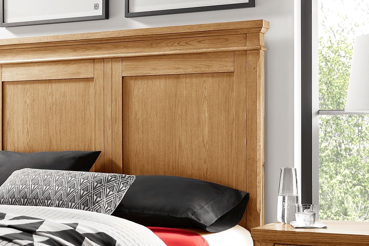 Springville 6 Pc Natural Light Wood King Bedroom Set With 3 Pc King ...