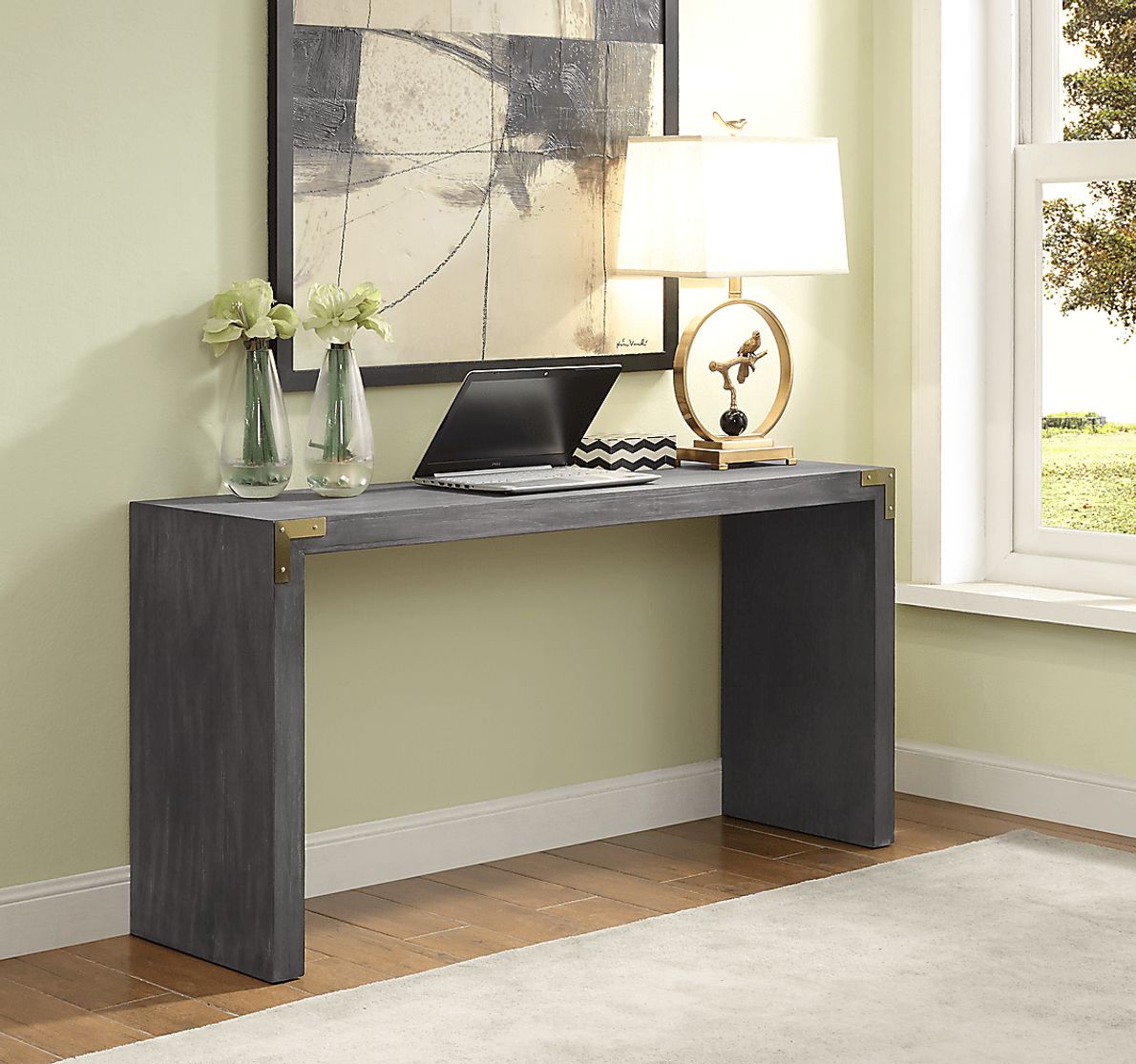Stagner Gray Console Table With 2 Stools - Rooms To Go