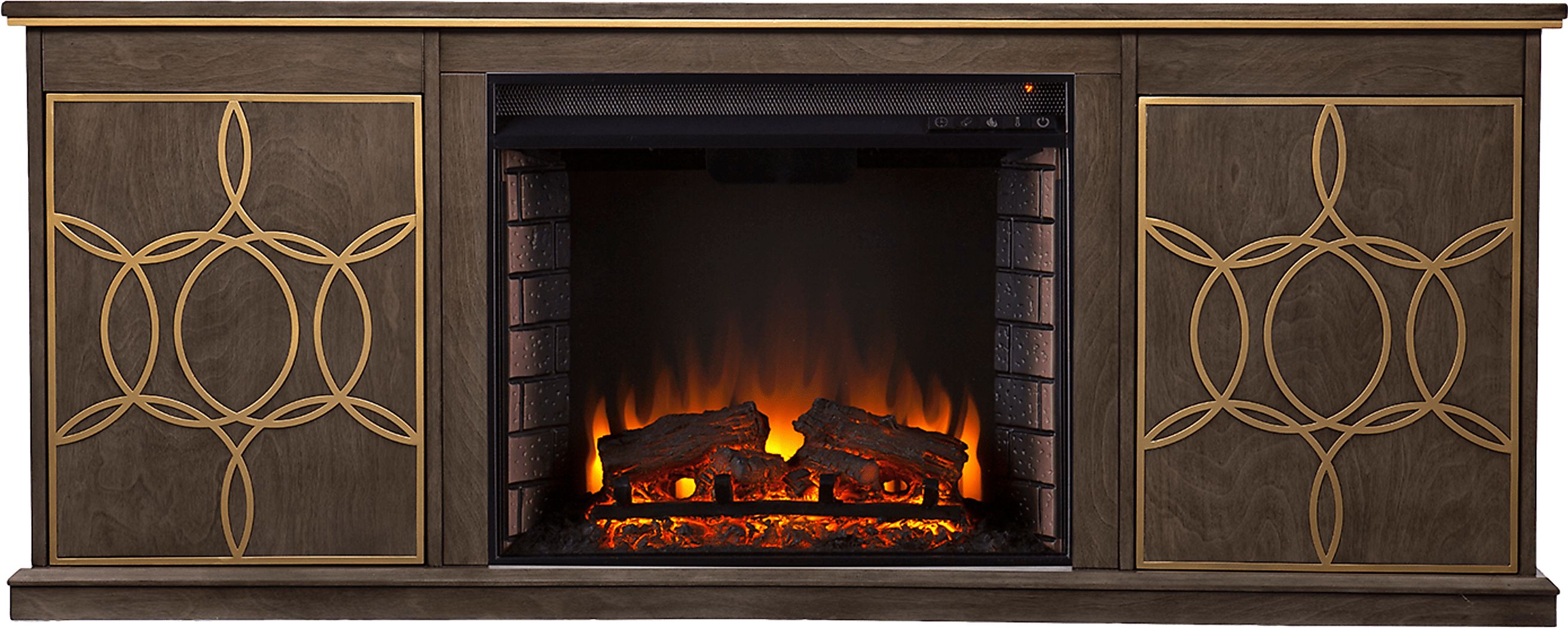 Stagwood II Brown Dark Wood 60 in. Console, With Electric Fireplace ...