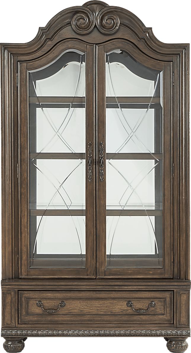 Stalton Estate 2 Pc Brown Dark Wood Curio - Rooms To Go