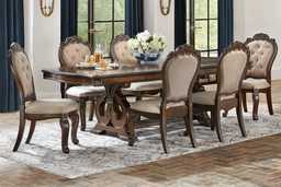 Stalton Estate 5 Pc Brown Dark Wood White Polyester Fabric Dining Room ...