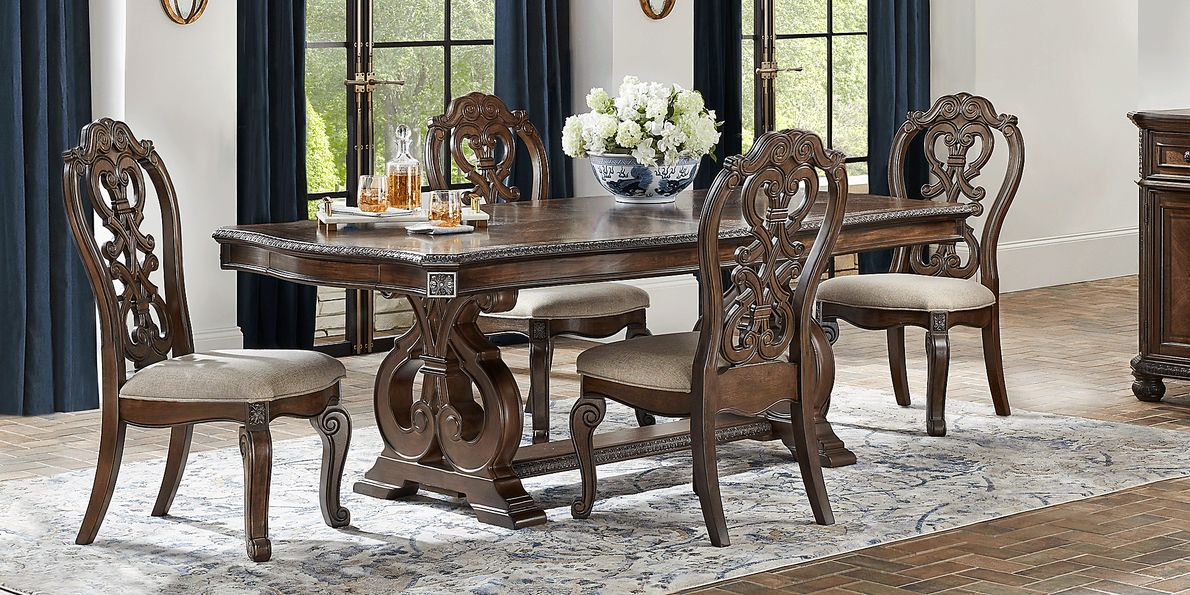 Stalton Estate 5 Pc Brown Dark Wood Dining Room Set With Dining Table ...