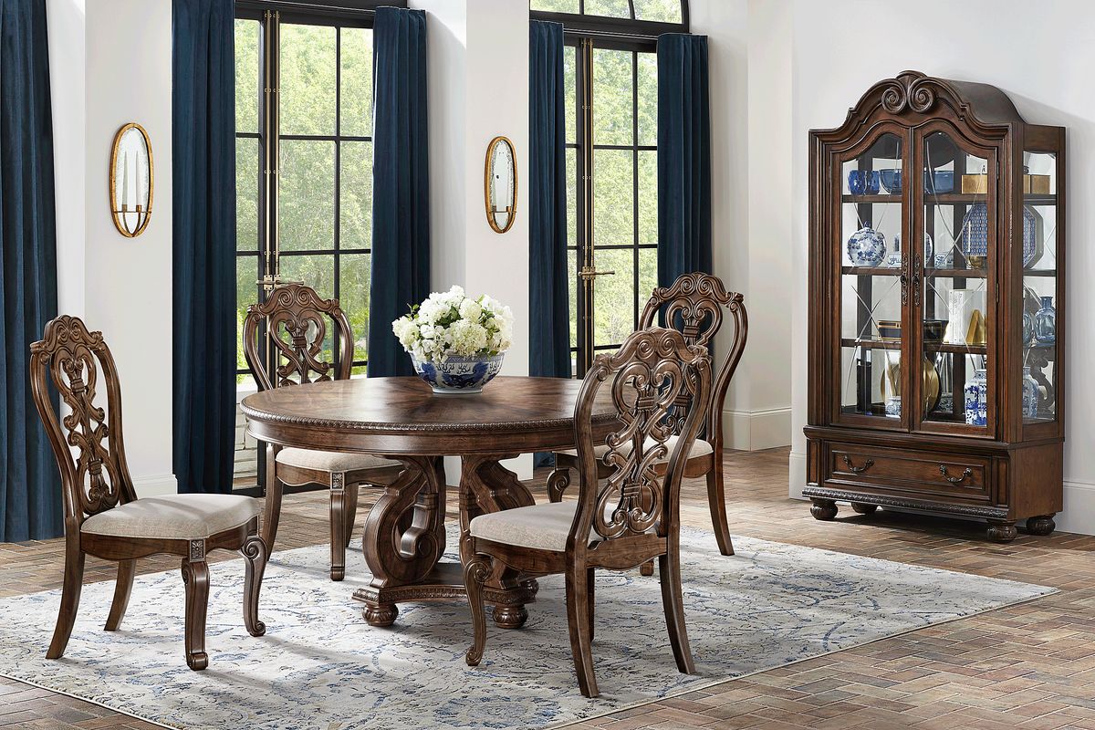 Stalton Estate 5 Pc Brown Dark Wood Dining Room Set With Side Chair ...