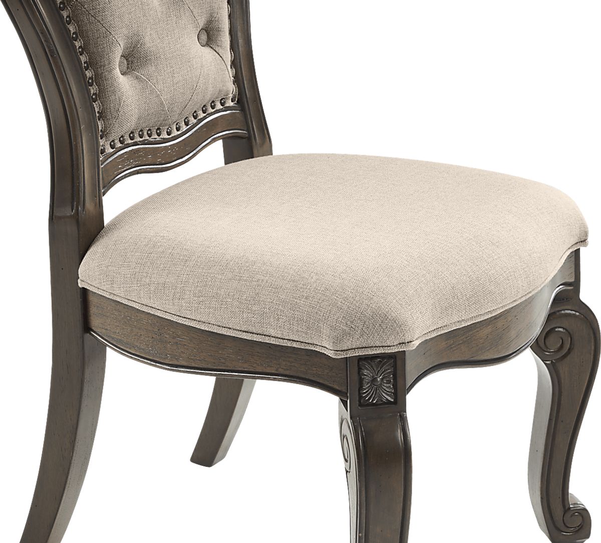 Stalton Estate 5 Pc Brown Dark Wood White Polyester Fabric Dining Room ...