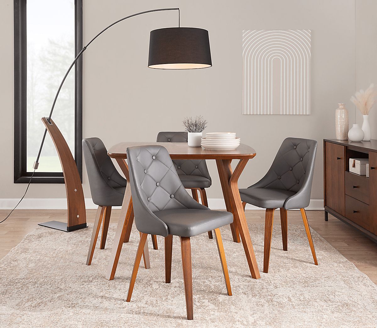 Stanyarne III Gray Polyurethane Fabric Dining Chair, Set Of 2 | Rooms to Go