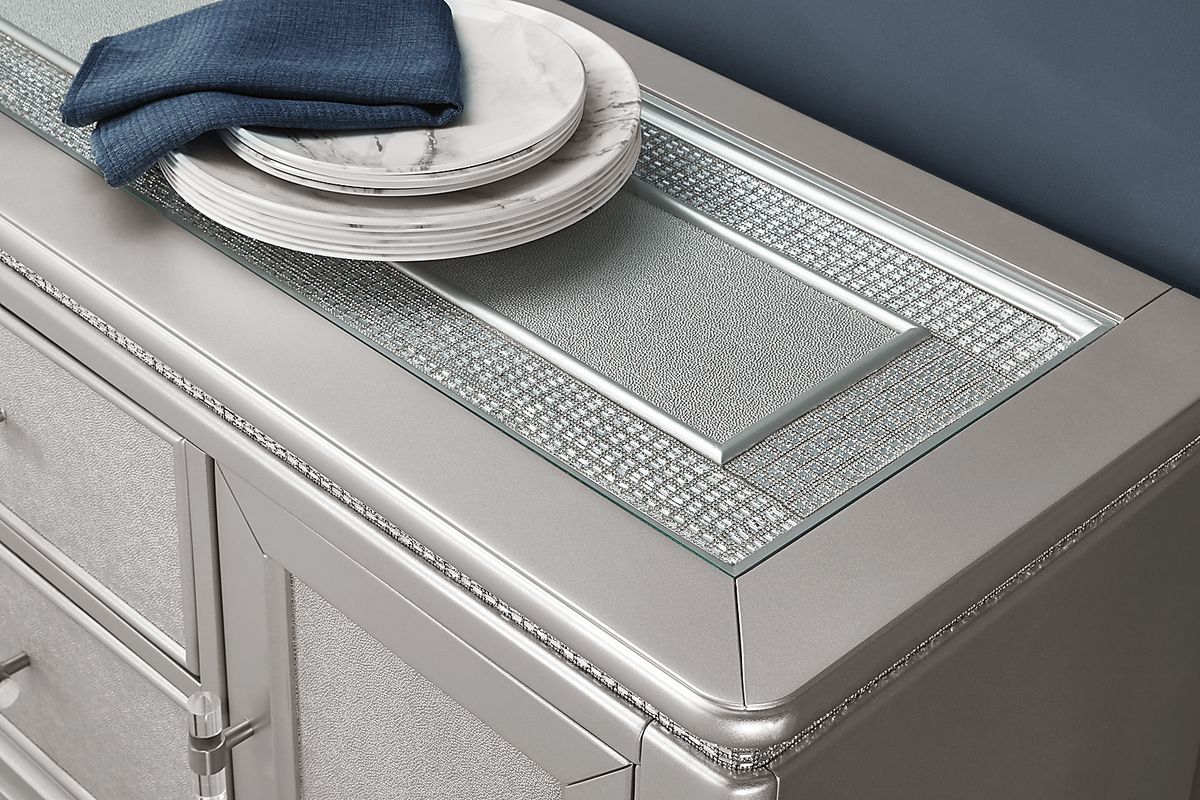 Starlet Lane Silver Gray Server | Rooms to Go