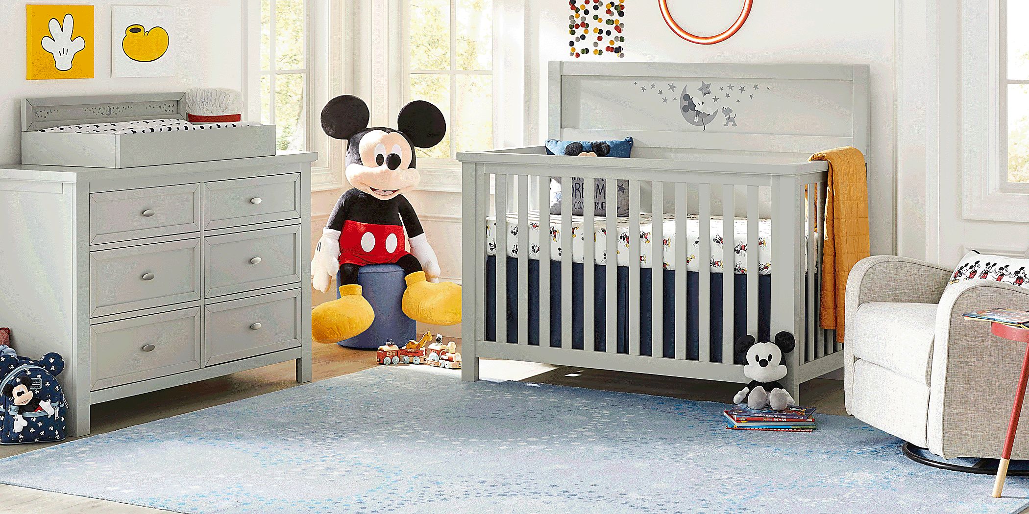 Kids Starry Dreams with Mickey Mouse Gray 4 Pc Nursery - Rooms To Go