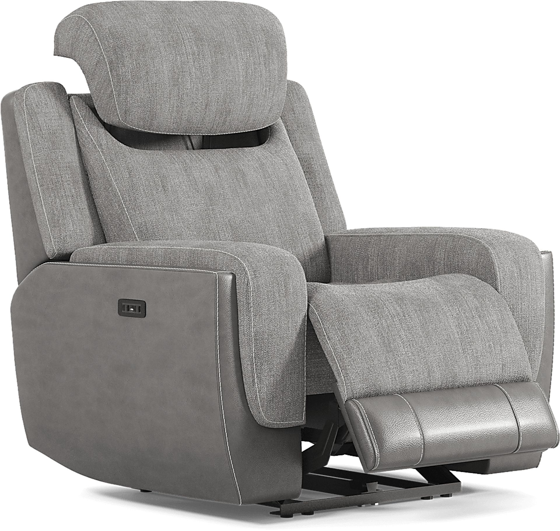 State Street Gray Chenille Fabric Dual Power Recliner | Rooms to Go