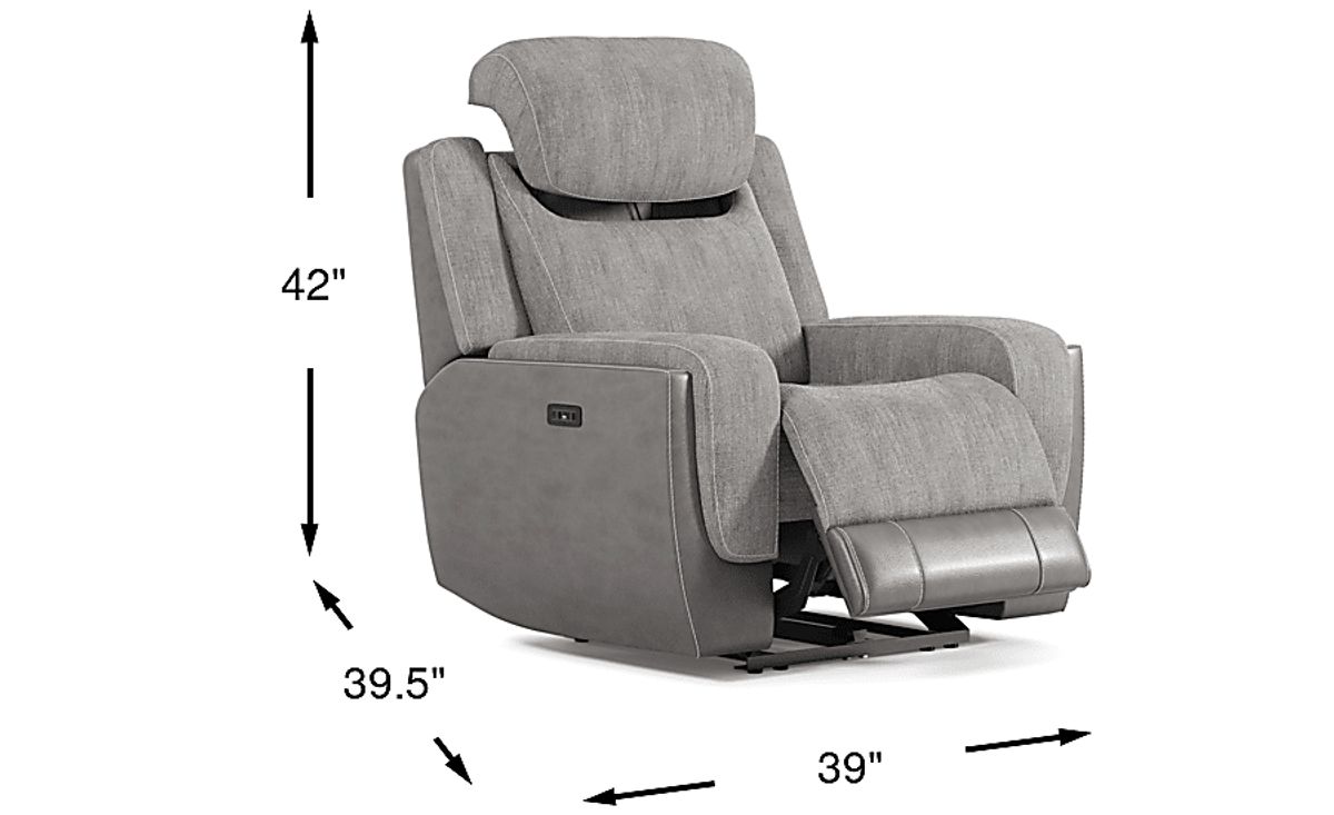 State Street Gray Chenille Fabric Dual Power Recliner | Rooms to Go