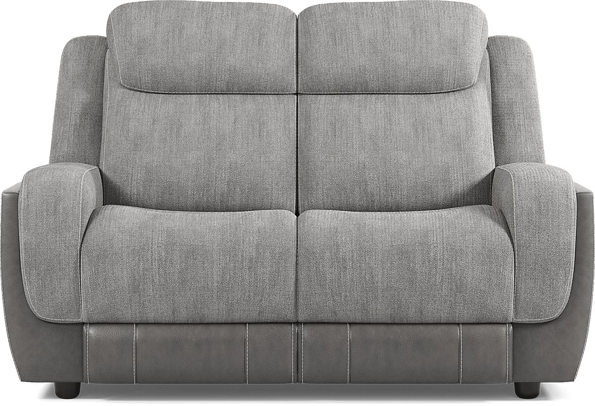 State Street 2 Pc Gray Chenille Fabric Dual Power Reclining Living Room ...