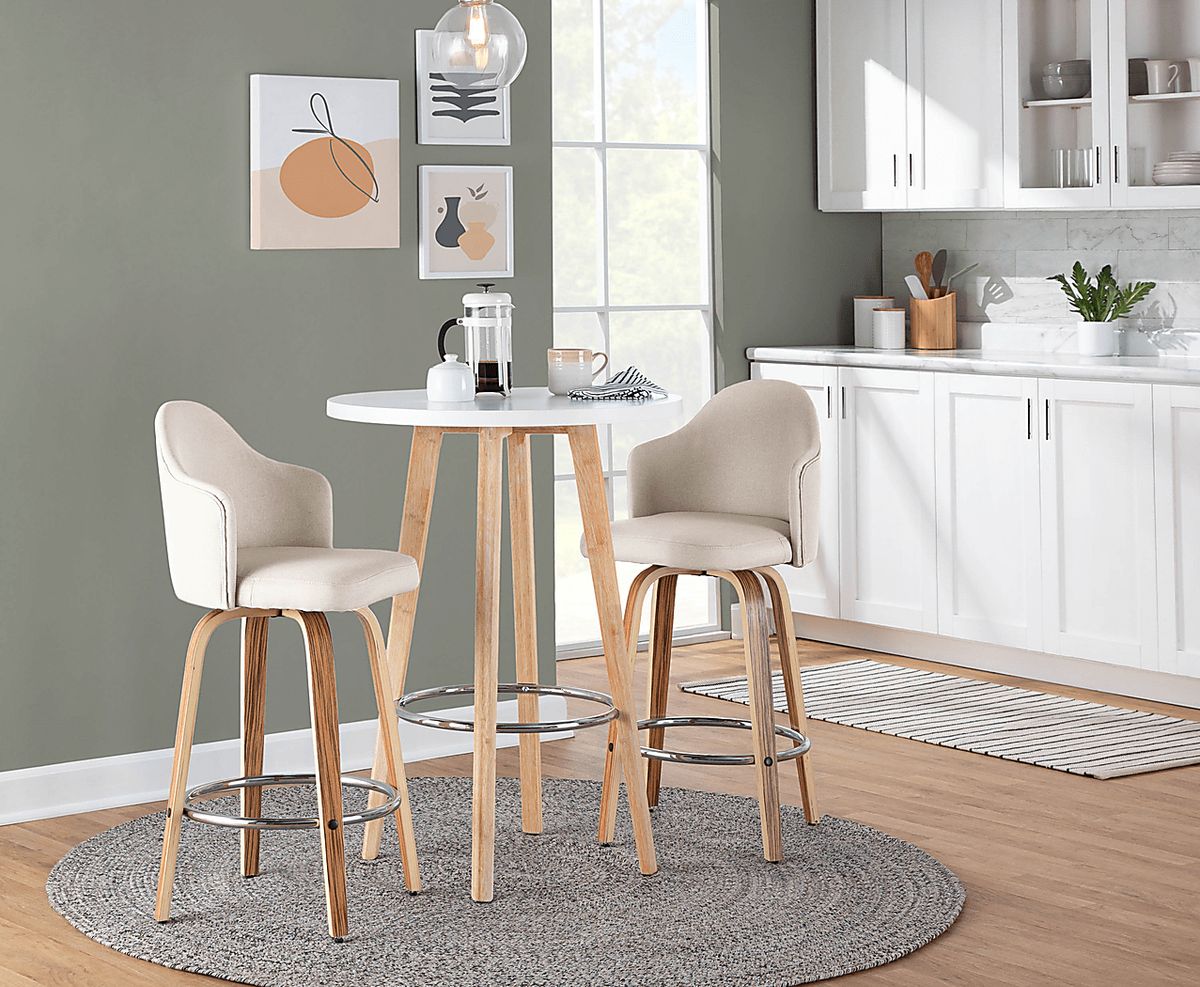 Stenele Natural,White Colors,Light Wood,White Counter Height Table ...