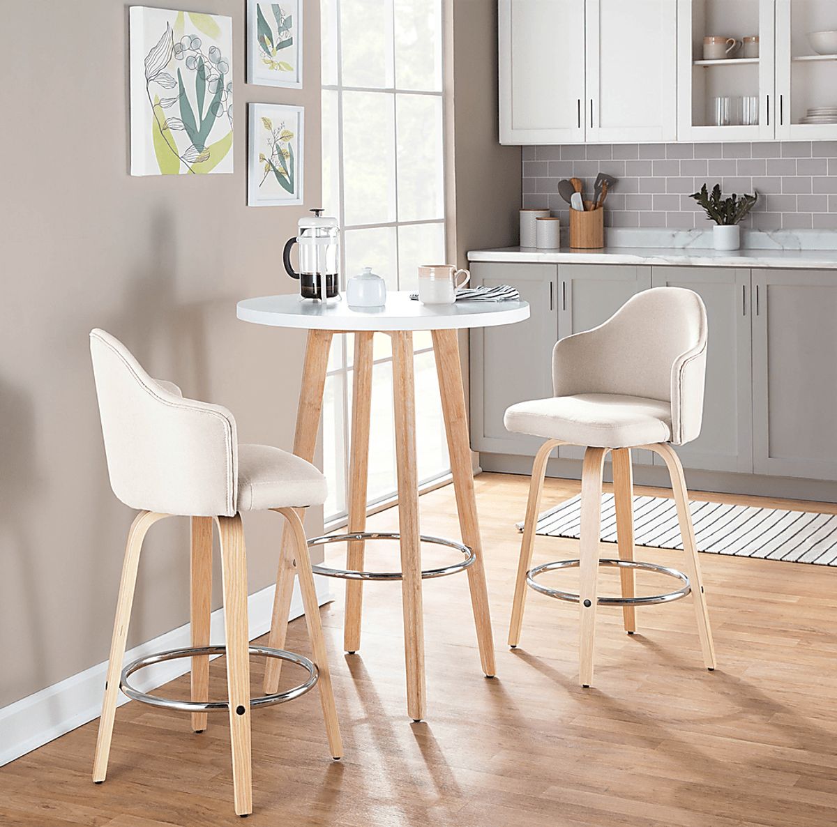 Stenele Natural,White Colors,Light Wood,White Counter Height Table ...