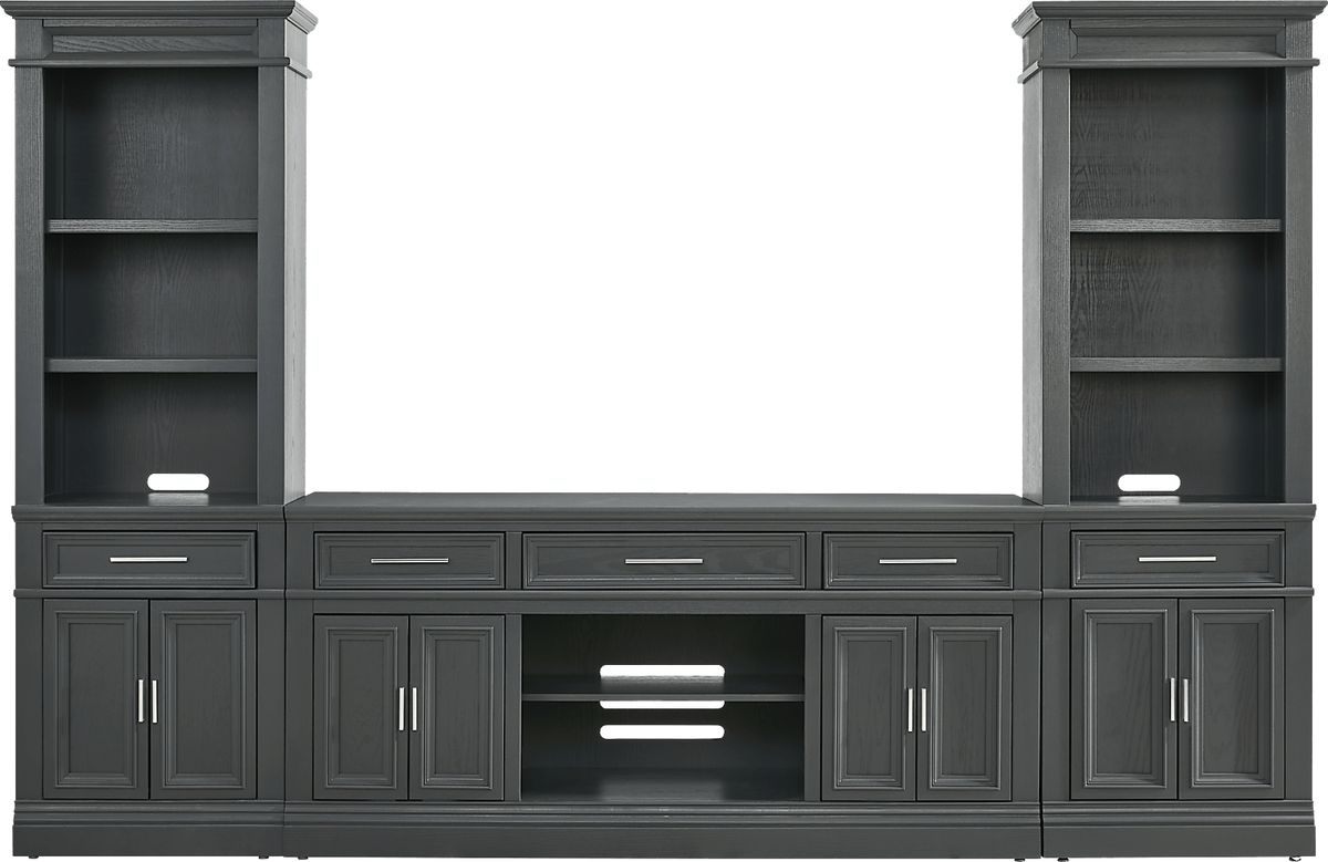 Stephenson Dark Gray 3 Pc Wall Unit With 70 in. Console | Rooms to Go