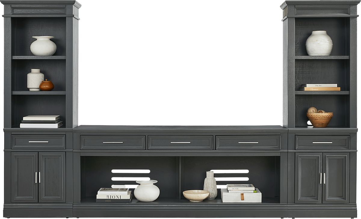 Stephenson Dark Gray 3 Pc Wall Unit With 78 in. Console | Rooms to Go