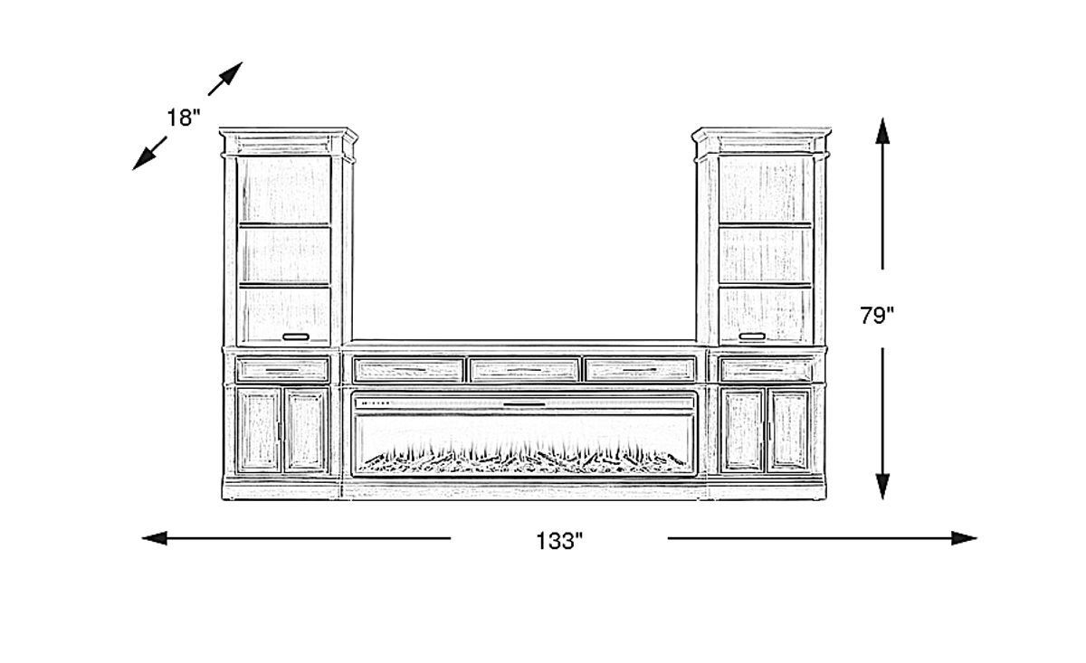 Stephenson Light Gray 4 Pc 78 in. Wall Unit With Log Firebox | Rooms to Go