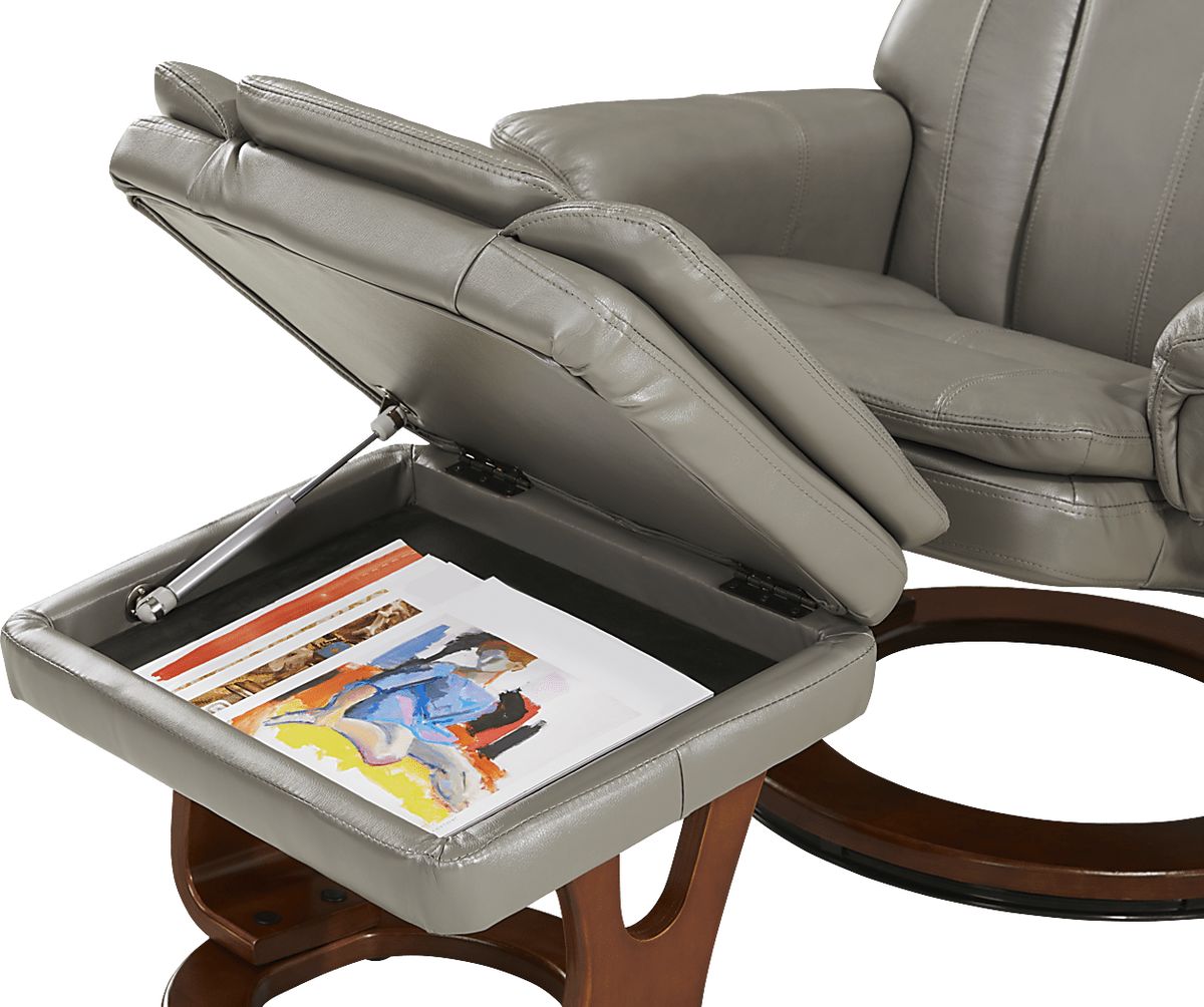 Stewart Place Gray Leather Recliner | Rooms to Go