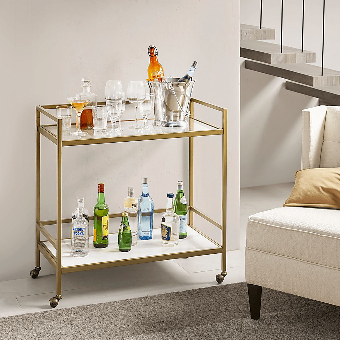 Stillings Gold Bar Cart - Rooms To Go