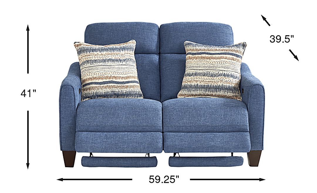 Stonecrest 2 Pc Indigo Blue Chenille Fabric Living Room Set With Dual ...