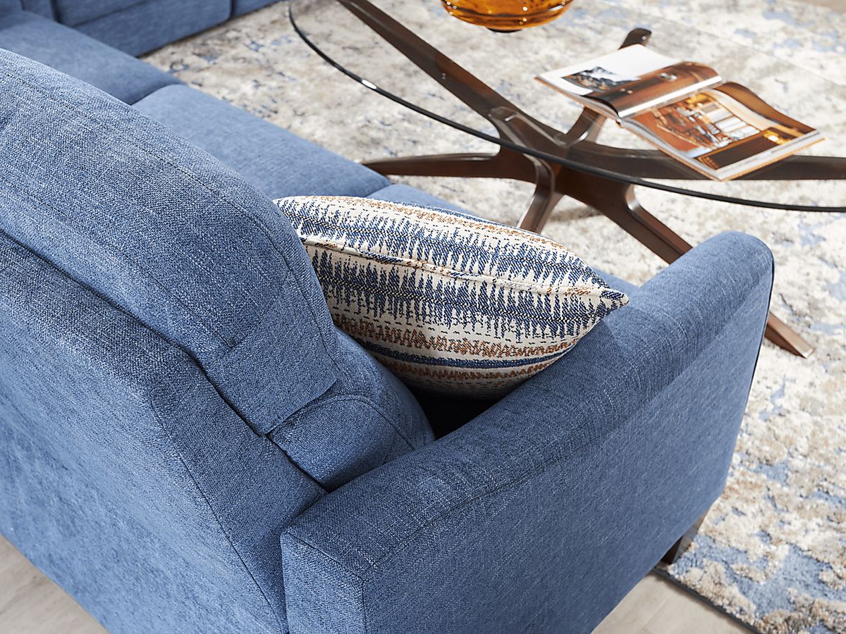 Stonecrest Indigo Blue Chenille Fabric Dual Power Reclining Sofa ...