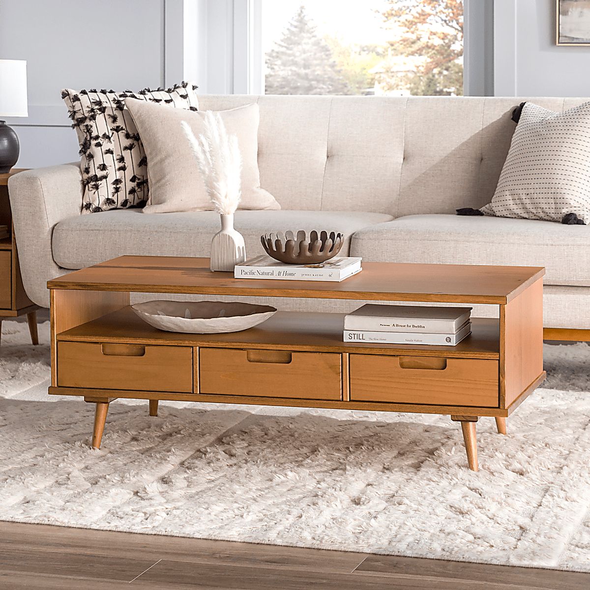 Stonesale Caramel Light Wood Cocktail Table | Rooms to Go