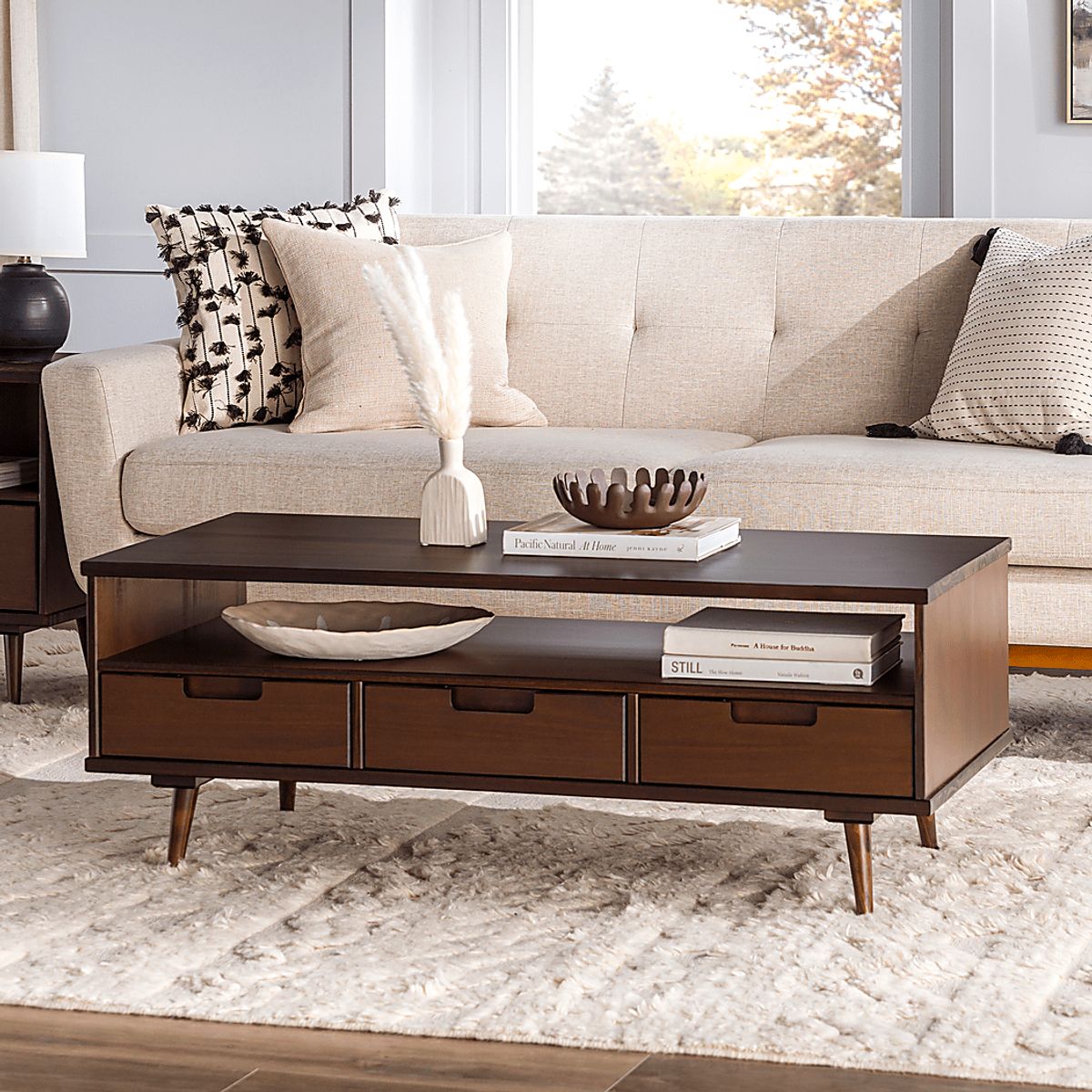Stonesale Walnut Dark Wood Cocktail Table | Rooms to Go