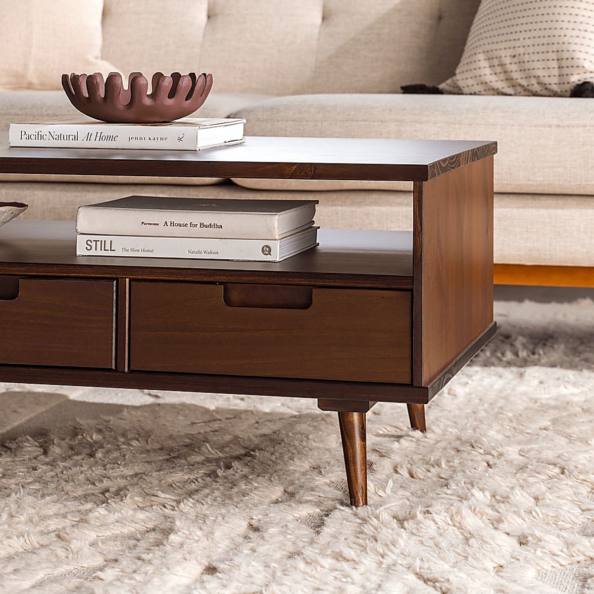 Stonesale Walnut Dark Wood Cocktail Table | Rooms to Go