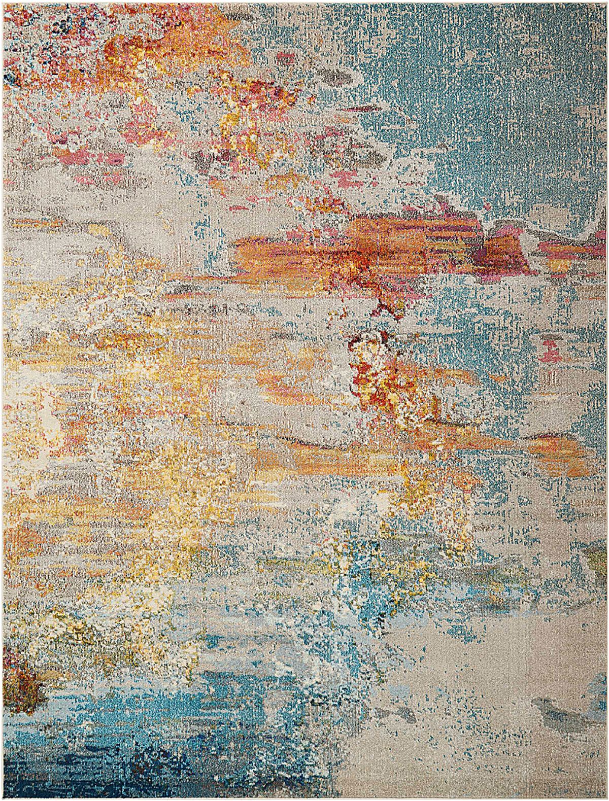 Stormy Skies Gray Polypropylene Fabric Rug | Rooms to Go