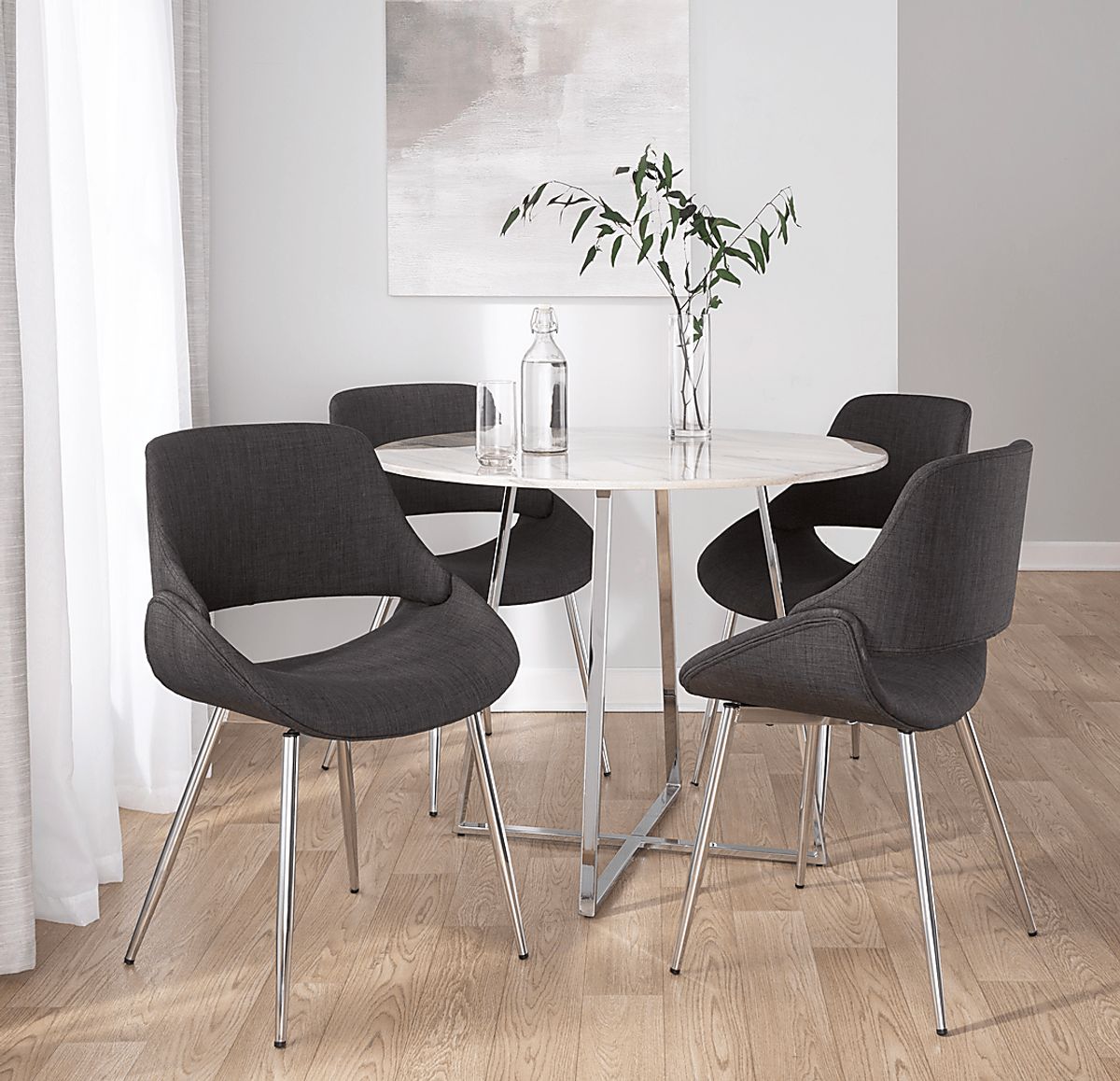 Stroble II Charcoal Gray Polyester Fabric Side Chair, Set Of 2 | Rooms ...