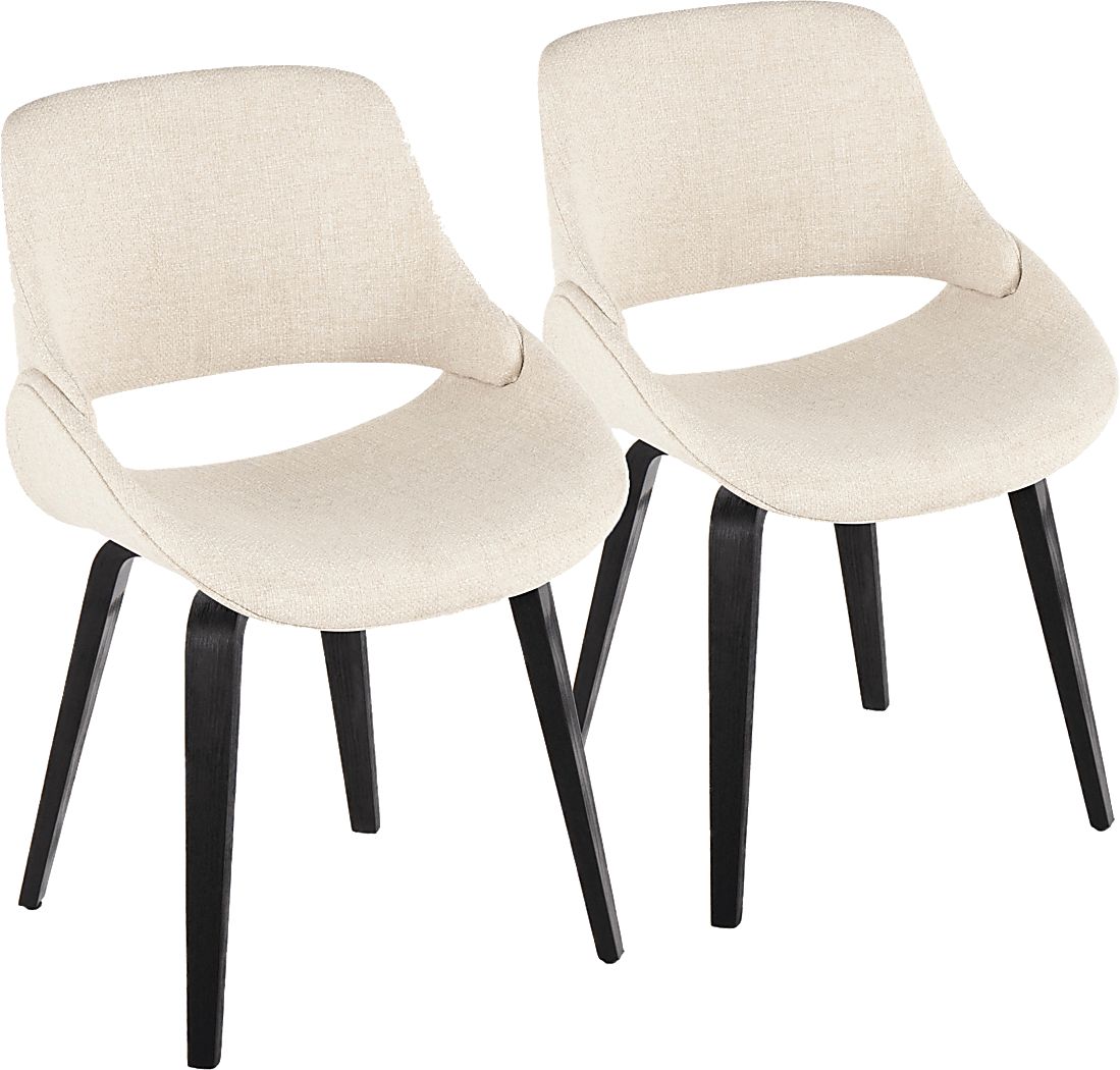 Stroble III Cream Colors,Light Wood,White Polyester Fabric Side Chair ...