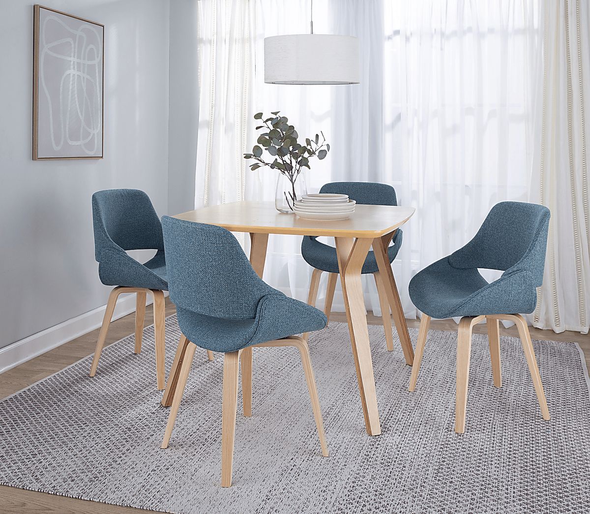 Stroble IV Blue Colors Polyester Fabric Side Chair, Set Of 2 | Rooms to Go
