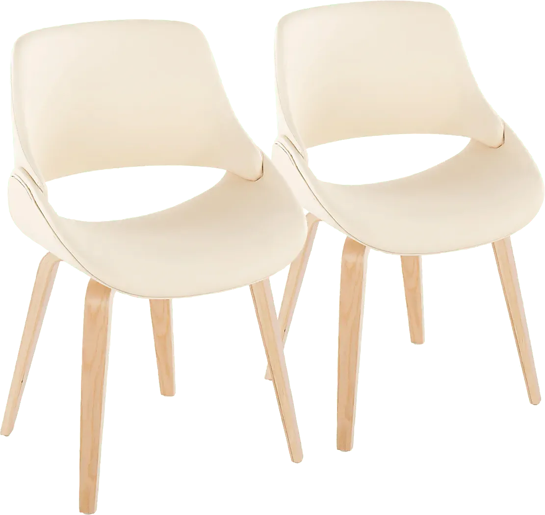Stroble IX Cream Colors,Light Wood,White Polyurethane Fabric Side Chair ...