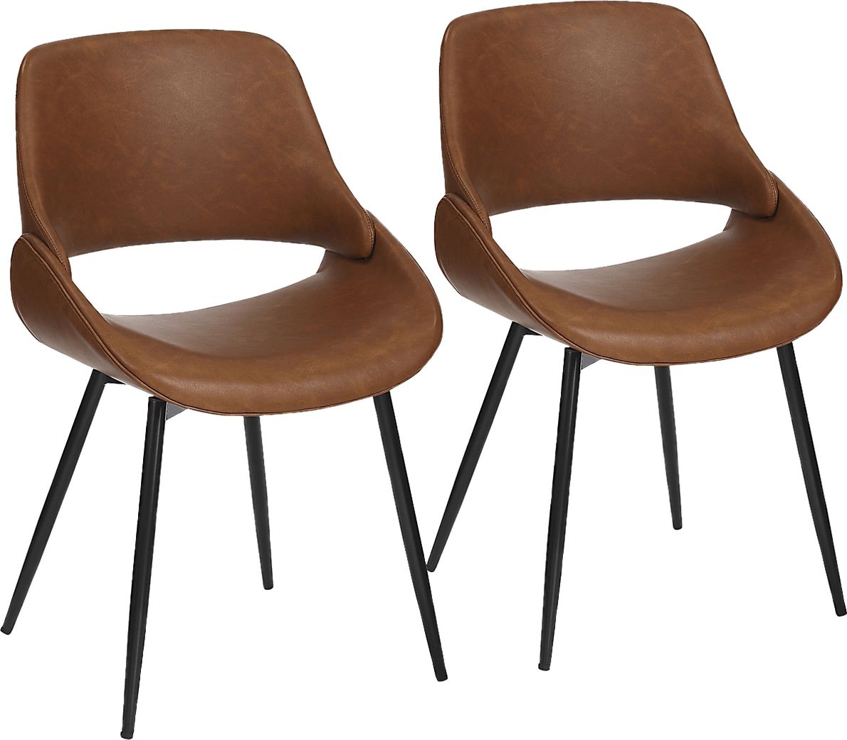 Stroble VI Camel Colors Polyurethane Fabric Side Chair, Set Of 2 ...