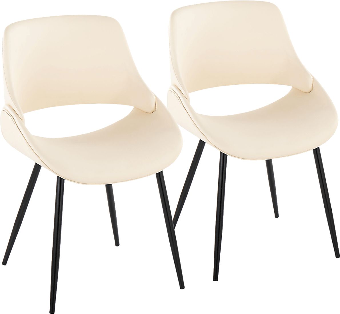 Stroble VI Cream Colors,Light Wood,White Polyurethane Fabric Side Chair ...