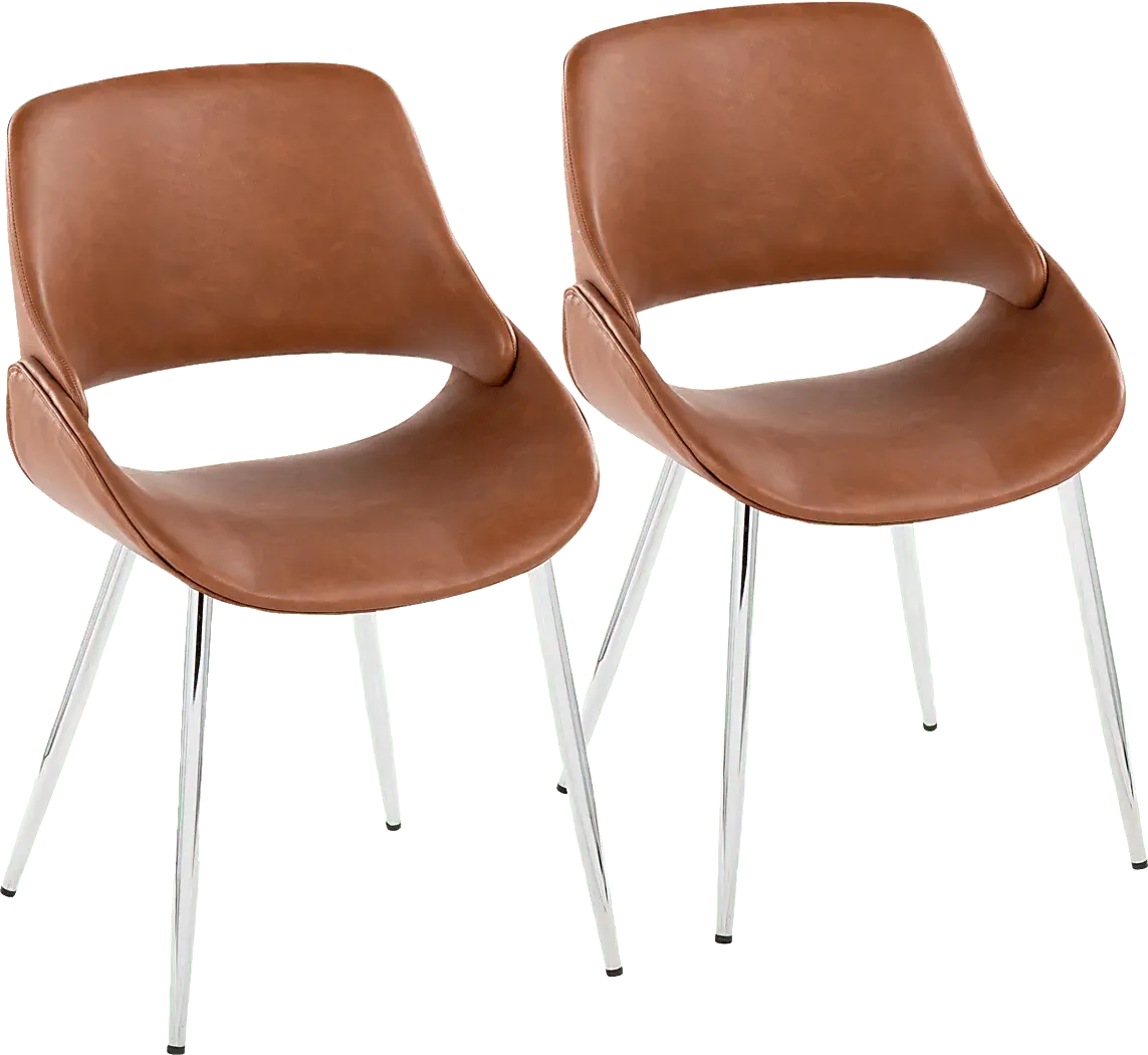 Stroble VII Camel Colors Polyurethane Fabric Side Chair, Set Of 2 ...