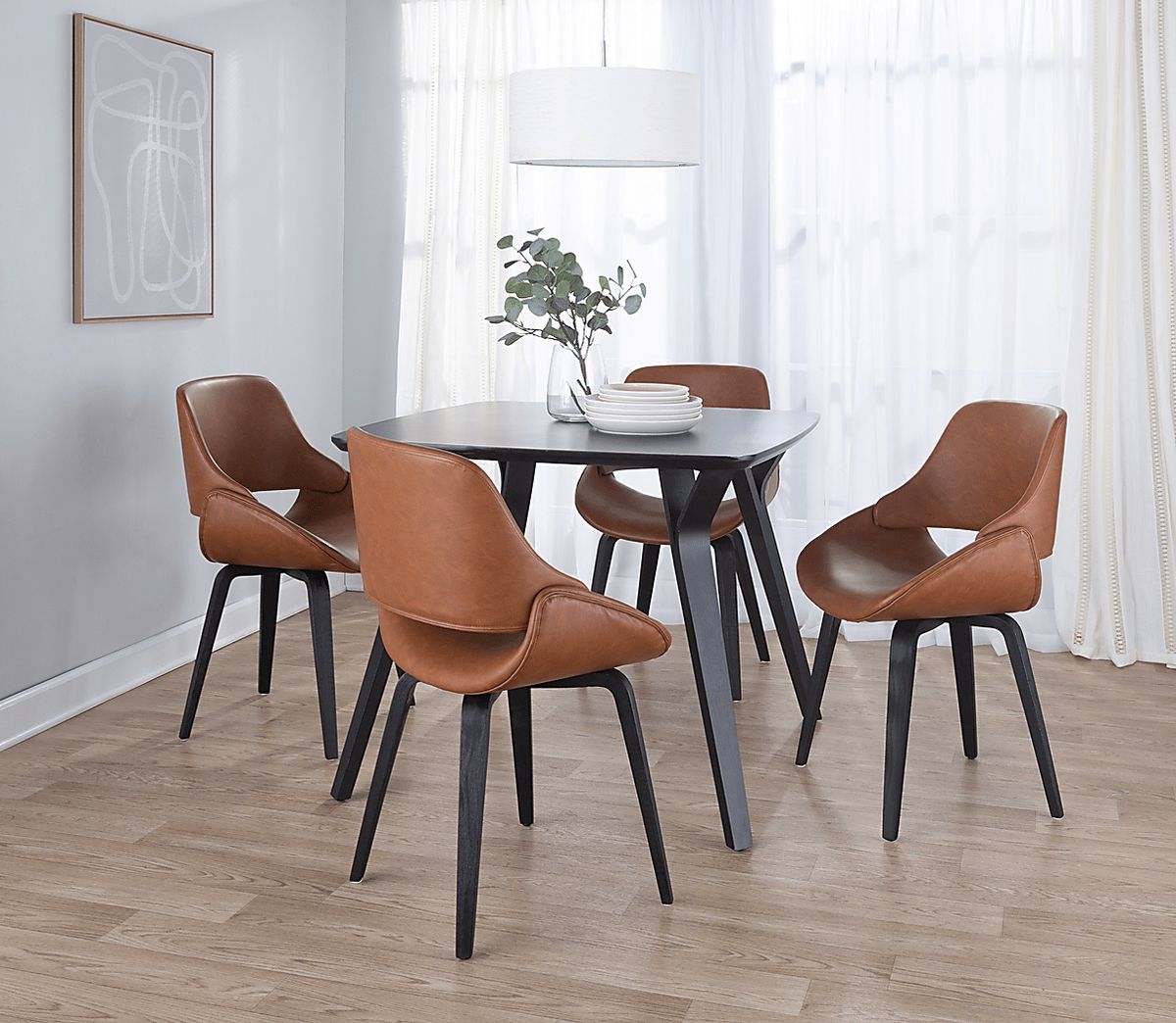 Stroble VIII Camel Colors Polyurethane Fabric Side Chair, Set Of 2 ...