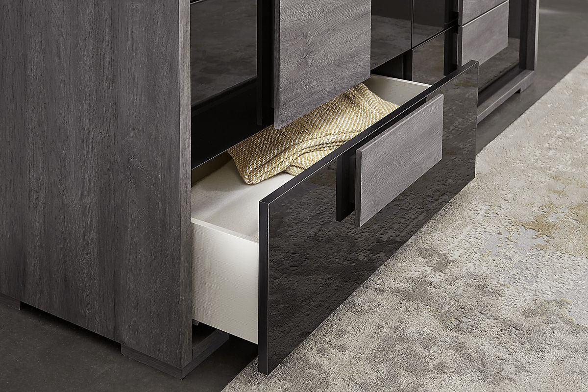 Studio Place 5 Pc Dark Gray Queen Bedroom Set With 3 Pc Queen Panel Bed ...